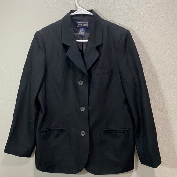 Laura Scott | Jackets & Coats | Vintage Laura Scott Blazer Linen Black ...